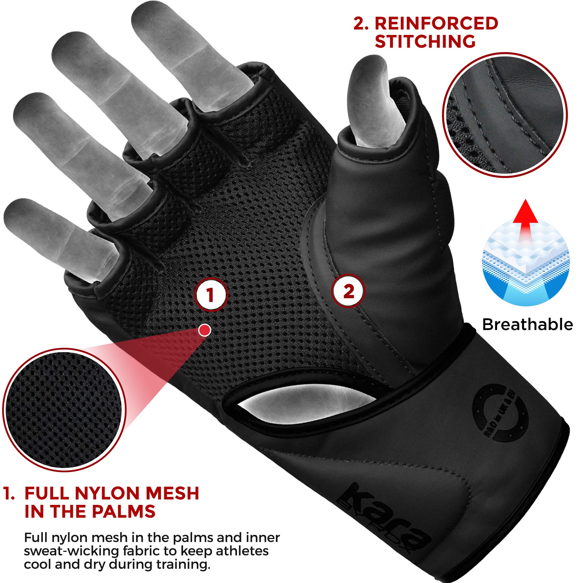 RDX MMA Gloves Grappling Sparring, Pre-Curved Mixed Martial Arts Mitts Men Women Boxing Gloves, Maya Hide Leather Kara Cage Fighting Workout, Combat Sports Training, Muay Thai, Punching Bag Kickboxing
