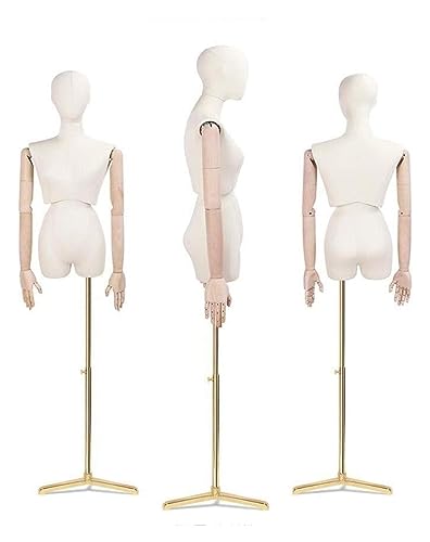 Mannequin Tailors Dummy Torso Dress Form Torso Female Tailors Dummy Dressmakers Dummies Fashion Students Display Bust Torso Head Wood Arm Adjustable for Clothing Je