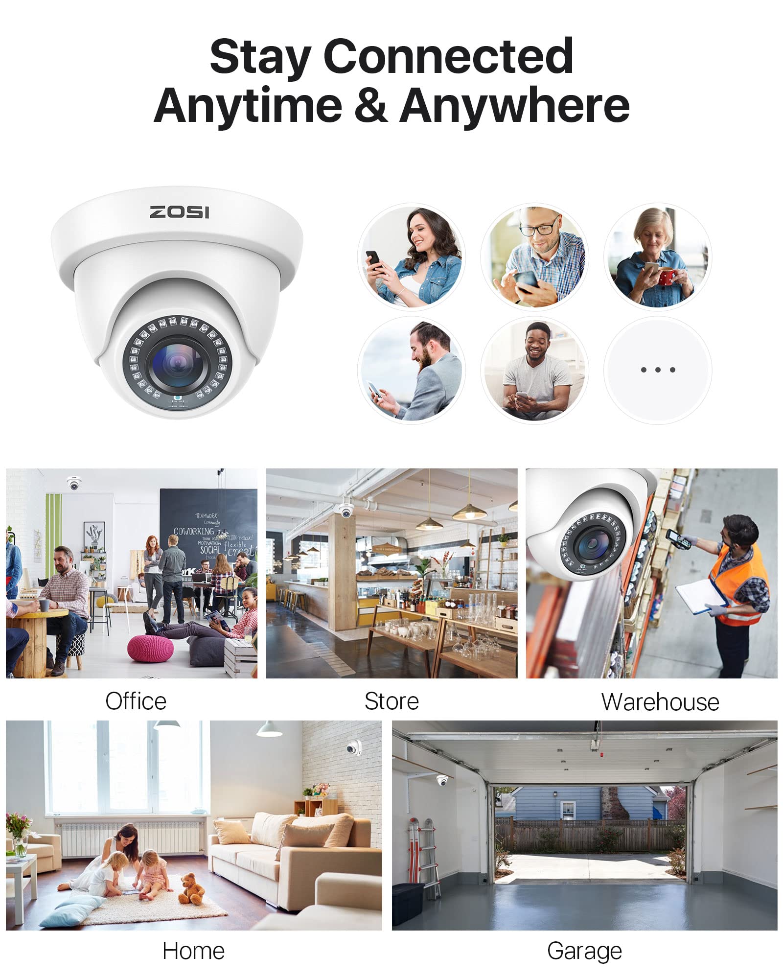 ZOSI 1080P 8 Channel Security Camera System with 1TB HDD,H.265+ 3K Lite 8CH Security DVR Recorder with 4pcs HD 1920TVL 1080P Outdoor Weatherproof CCTV Cameras,Motion Alert,Remote Access