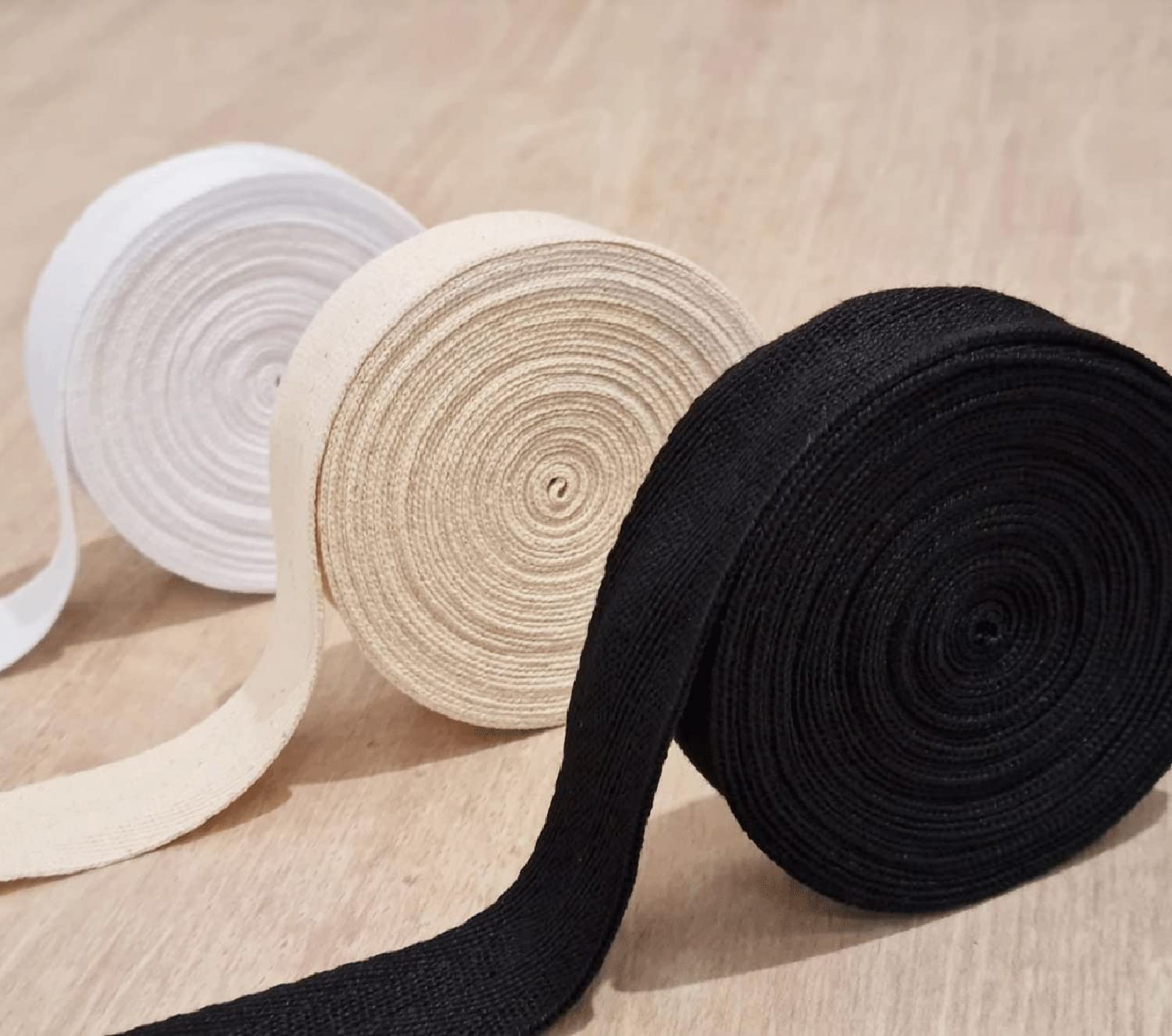 Losita 1 inch X 5 Yards Natural Cotton Twill Tape Herringbone Soft Fabric Webbing Strap Ribbon, Bias Binding for Sewing Gift Wrapping DIY Cloth Bag Holders Blanket Edge Supplies (White)