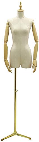Mannequin Torso Mannequin Dress Form Torso Female Tailors Dummy Dressmakers Dummies Fashion Students Display Bust with Wood Arm Active for Clothing Jewelry Show (E Medium