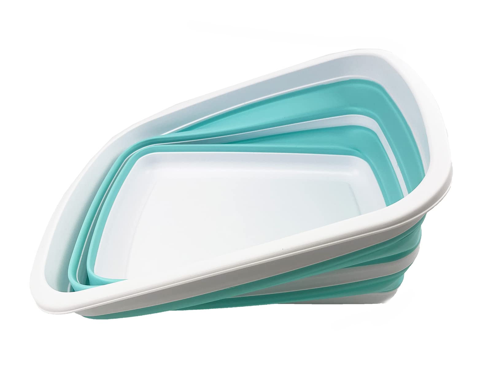 SAMMART 10L (2.6 Gallon) Collapsible Tub-Foldable Dish Tub-Portable Washing Basin-Space Saving Plastic Washtub (White/Sage Green)