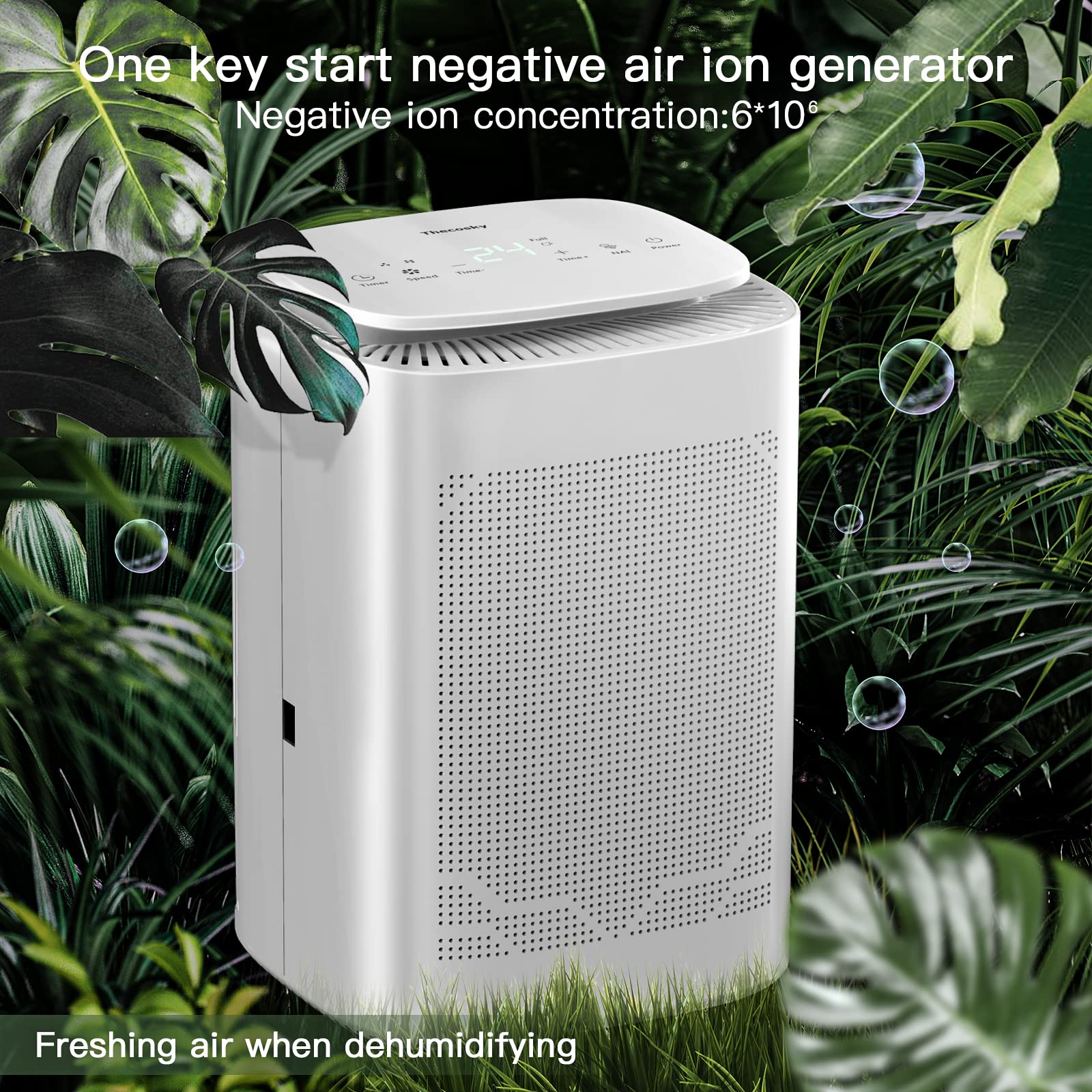 THECOSKY Dehumidifier and Air Purifier Combo,HEPA H13 Filter and Negative Air Ion Function,54oz(1.6L) Water Tank with Drain Hose,24hrs Auto-Off Timer,Idea for Bedroom,Bathroom,Closet,RV