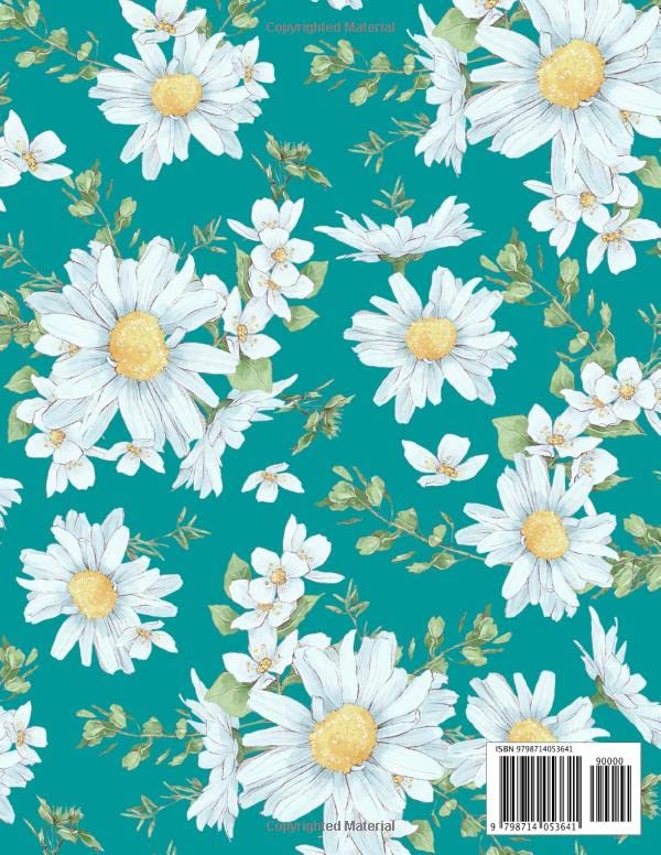 Password Book with A-Z Tabs: 8.5 x 11 Internet Password Logbook with Alphabetical Index | Large Print | Hand Drawn Daisy Wildflower Design Teal