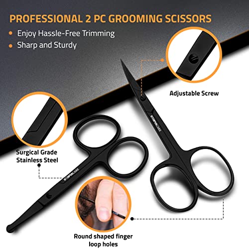 Utopia Care - Curved and Rounded Facial Hair Scissors for Men โ 4 Pack - Mustache, Nose Hair & Beard Trimming Scissors, Safety Use for Eyebrows, Eyelashes, and Ear Hair - Professional Stainless Steel