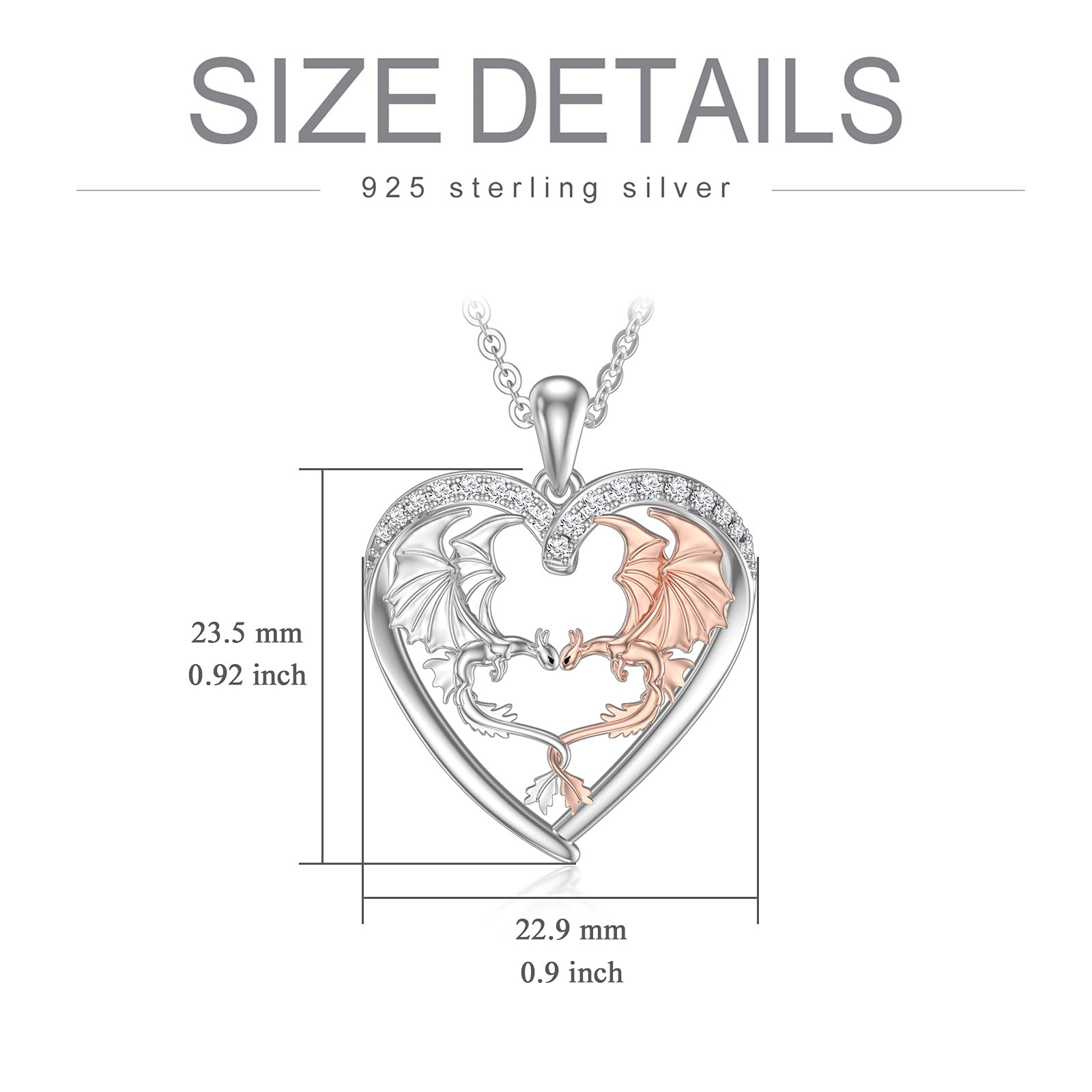 ONEFINITY Dragon Necklace Sterling Silver Dragon Heart Pendant Jewelry Gifts for Women Men Her