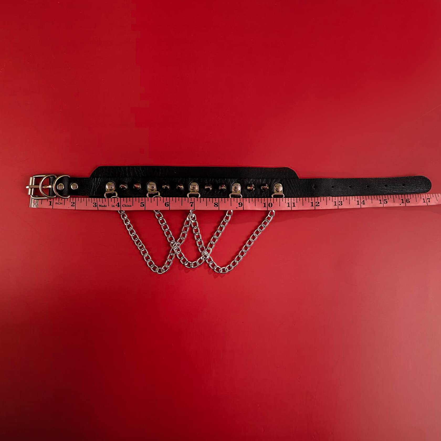 MILAKOO Cool Rivet Spike Studed PU Leather Choker necklace Alloy Chain for Goth Punk Rocker