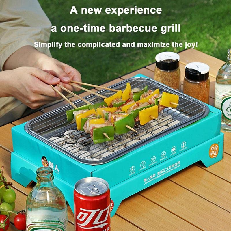 Mini Grill Disposables Grill Portable Charcoal Grills Biodegradables Outdoor Grill Instant Grill BBQ Charcoal Grill Great For (black)