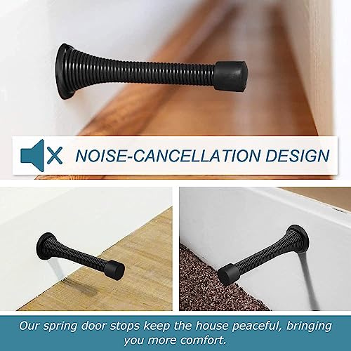 Oil Rubbed Bronze Door Stoppers,3-1/4” Heavy Duty Door Stop-Flexible Spring Door Stopper with Brown Rubber Bumper Tips,12 Pack