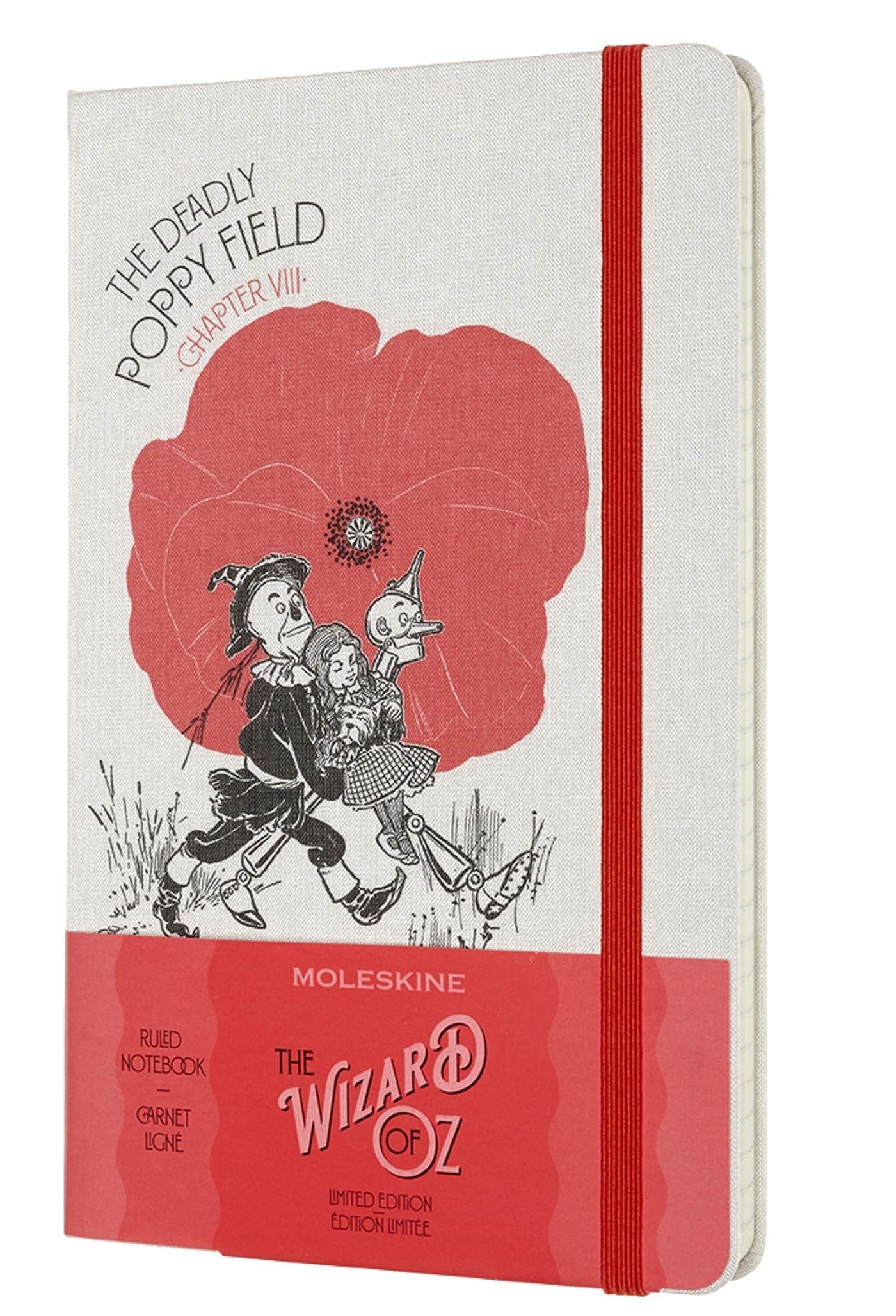 Moleskine Limited Edition Wizard of Oz Notebook, Hard Cover, Large (5" x 8.25") Ruled/Lined, Poppy Field, 240 Pages