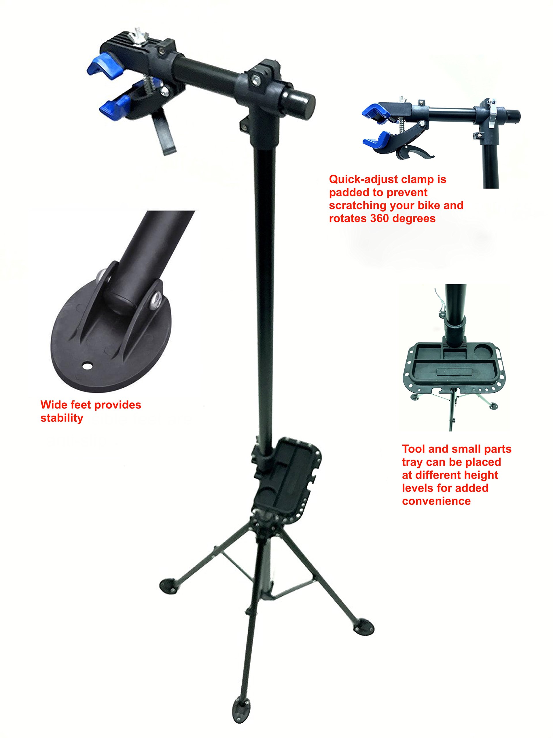 MaxxHaul 80725 Bike Repair Stand/ Display with Adjustable Height & 360 Deg. Rotating Head Clamp,black