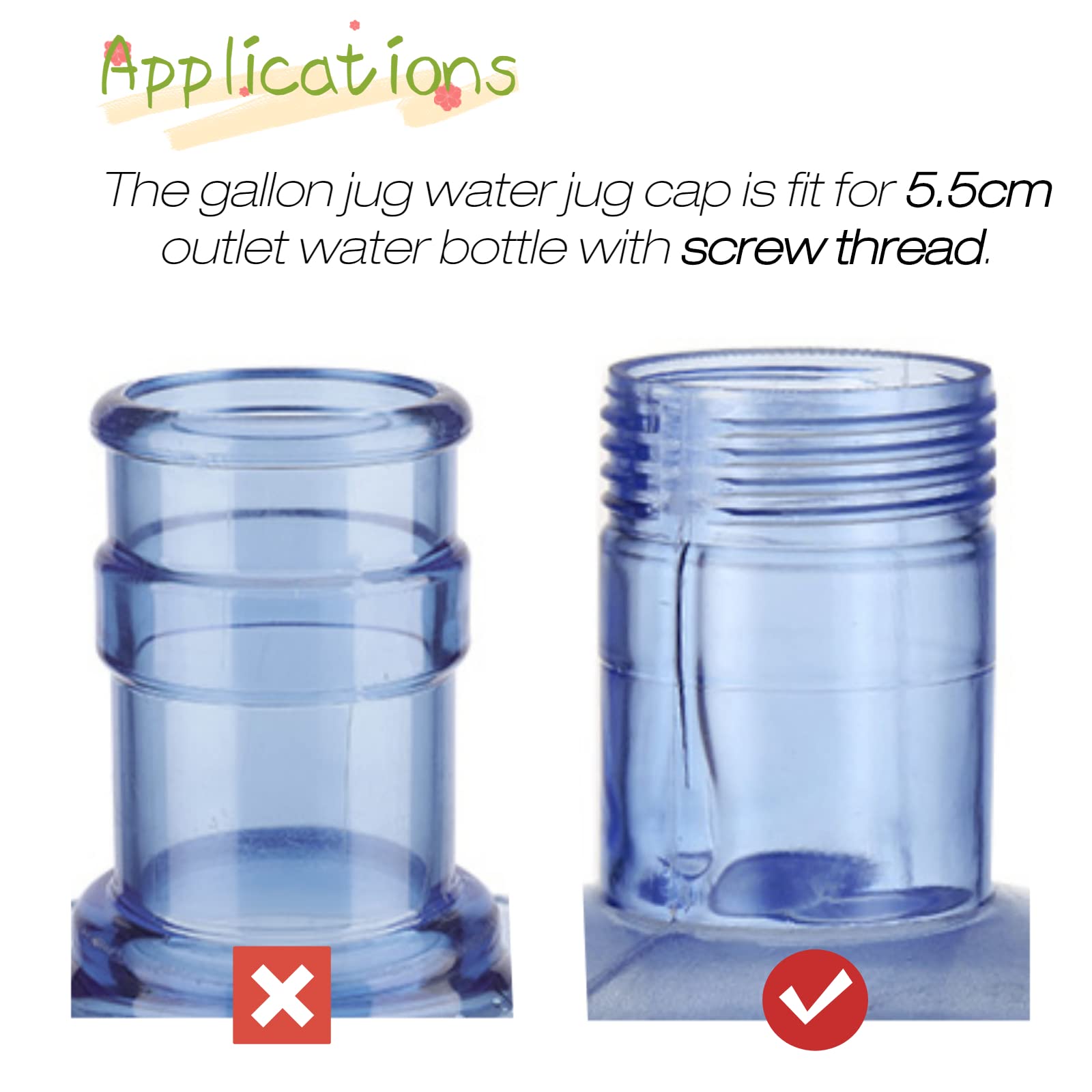 MONACO 5-Pack Plastic Water Bottle Cap, 55mm Twist Cap Replacement Non-Spill, Blue Bottle Caps for Screw Top Bottles, Leak Free