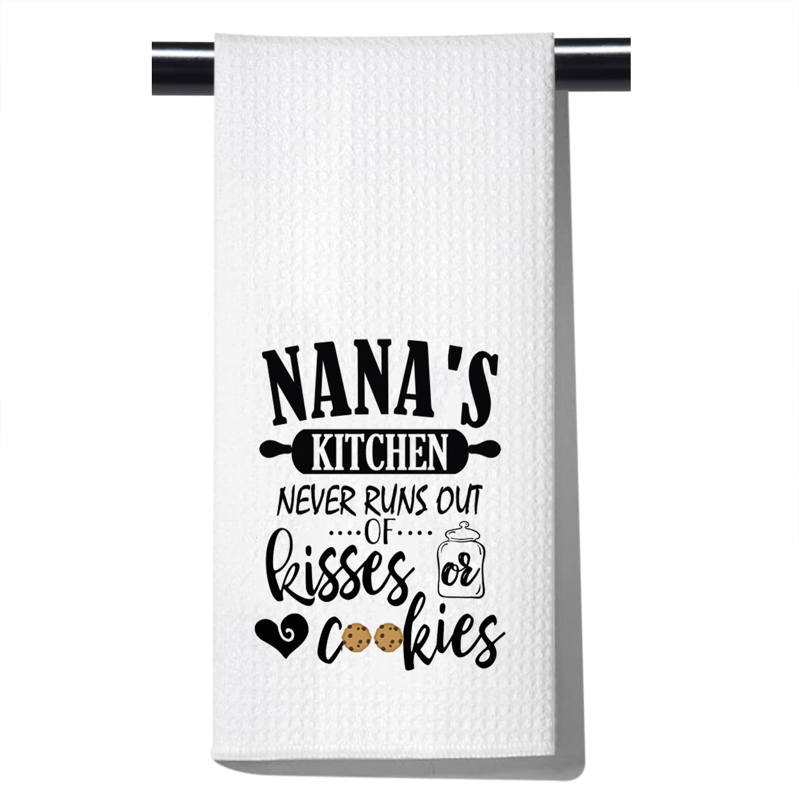 POFULL Nanaâs Housewarming Gift Nana's Kitchen Never Runs Out of Kisses and Cookies Dish Towel (Nana Towel)