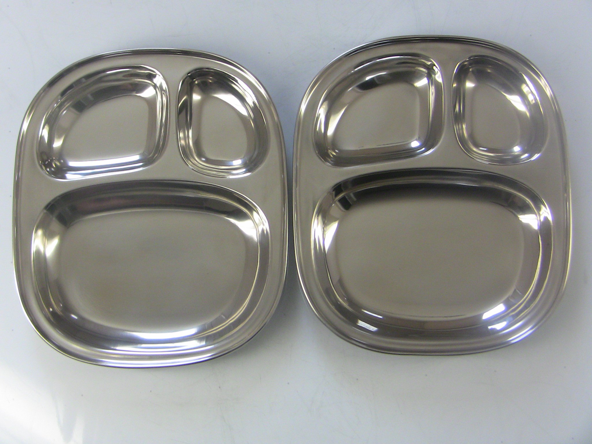 Qualways Kids's Tray - Divided Stainless Steel Tray Set of 2