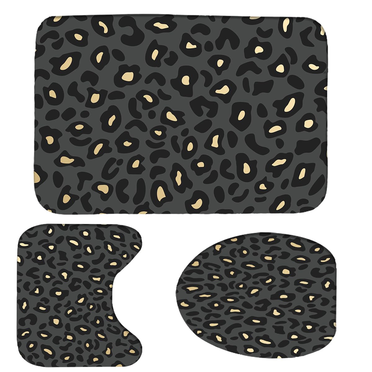 Mightree Bathroom Shower Curtains 4 PCS Sets, Waterproof Fabric Bathroom Curtain with 12 Hooks, Toilet Lid Cover and Bath Mat, Non-Slip Rug Foot Mat, Shower Curtain and Rug Set, Black, Large