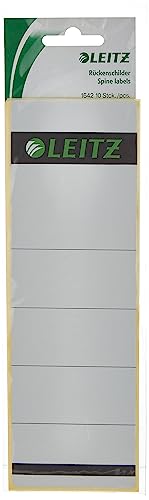 Leitz Self Adhesive Replacement Spine Labels for Standard 80 mm Lever Arch Files, Wide and Short, 61 x 192 mm, Paper, 16420085 - Grey, Pack of 10