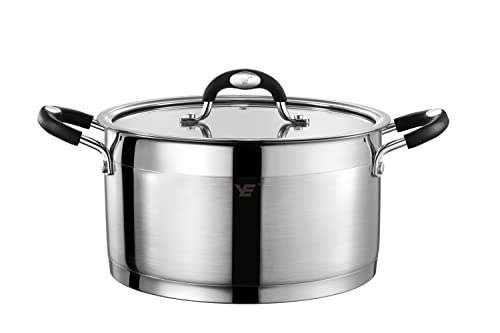 Mirror Polished Stainless Steel Stock Pot with Lid,Healthy Cookware Stockpots Stew Pot，Casserole Soup Pot Compatible with All Heat Sources,Dishwasher Safe (8.4Qt)