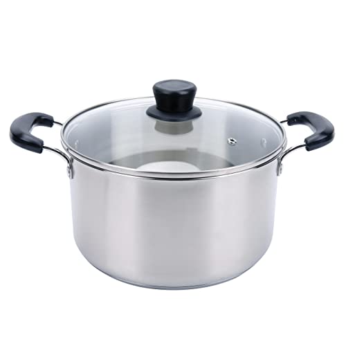 Subron Classic Stainless Steel Stockpot with Lid, Stainless Steel Pot with Lid, Silver (3.9 Quart)