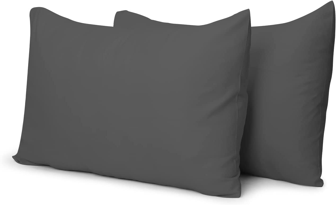 Youth Pillowcase 16" x 22" Size Pack of 2 Pieces Kids Travel Pillow Cover Envelope Closure 400 Thread Count 100% Egyptian Cotton & Hypoallergenic Fits Pillows Sized 12x16, 13x18 or 14x19 Dark Grey
