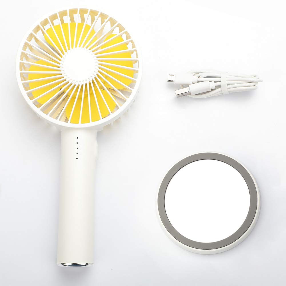 Mini Portable Handheld Fan with Makeup Mirror, 2 in 1 USB Small Desk Fan, 2000mAh Rechargeable Battery, 5 - Speed Mode Super Wind Personal Fan for Office, Home, Traveling, Outdoor