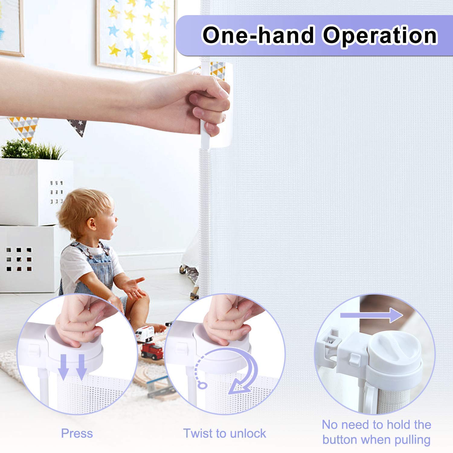 New 360 Degree Retractable Baby Gate + Free 38PACK Outlet Safety Covers, PRObebi Protect Your Baby Safety