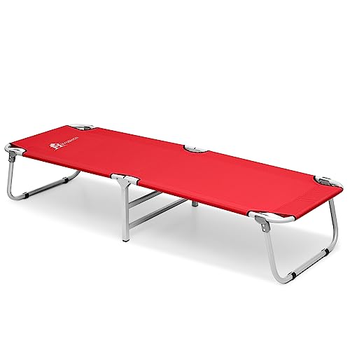 Magshion Portable Military Fold Up Camping Bed Cot with Storage Bag, Red, 37 x 26 x 5 inches (VE-COT-RD-D)