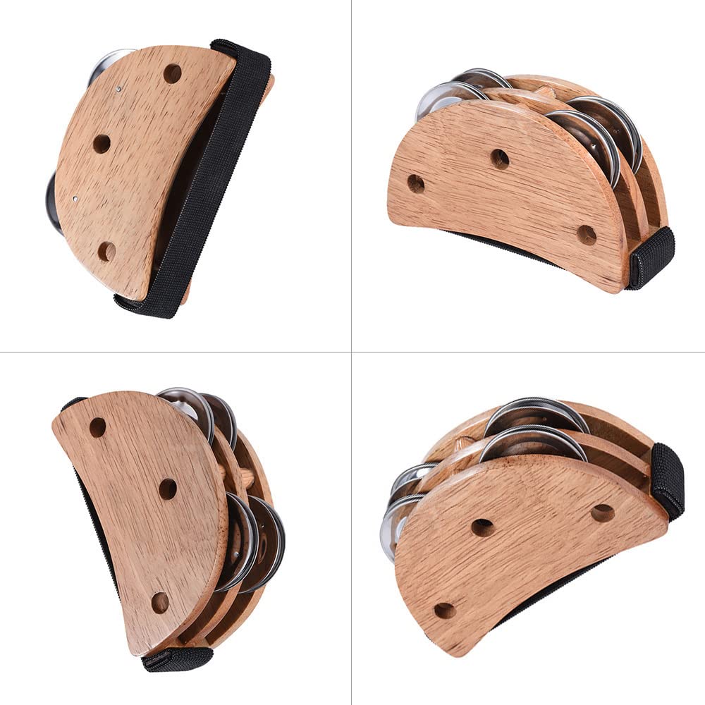 summina Elliptical Cajon Box Drum Accessory Foot Jingle Tambourine for Hand Percussion Instruments Burlywood