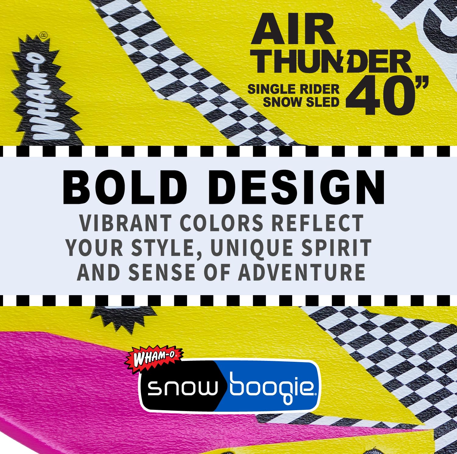 Snowboogie Wham-O Air Thunder 40" | Single Rider Snow Sleds with Side Handles | PE Foam Core for Better Comfort | Snow Sledding for Children (Violet Triangles)