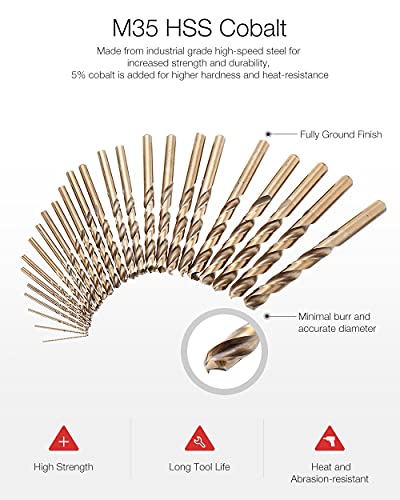 ZCGDP 99Pcs 1.5-10mm Length Cobalt Drill Bit Set Twist Drill Bits for Stainless Steel Wood Metal Drilling