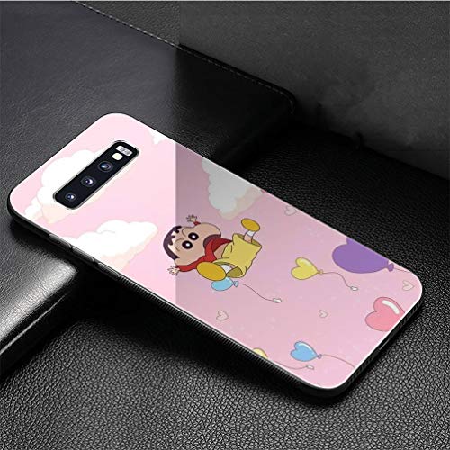 Luxury Phone Case for Samsung Galaxy A40 Cover,9H Tempered Glass Back Cover Soft Silicone Anti Scratch Bumper Design LB-147 Anime crayou shin chan Protective Case