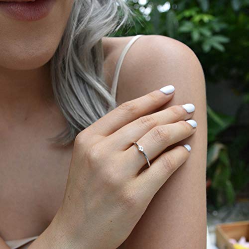 LEMON GRASS Sterling Silver Evil Eye Dainty Ring Size 8