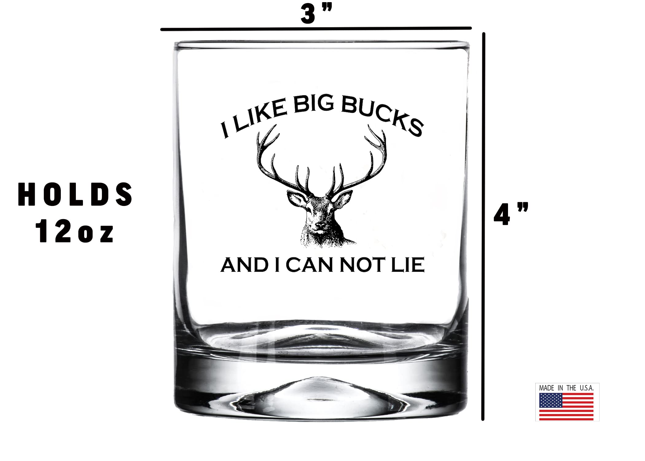 Rogue River Tactical Funny I Like Big Bucks and I Can Not Lie Hunting Old Fashioned Whiskey Glass Drinking Cup Gift For Hunter