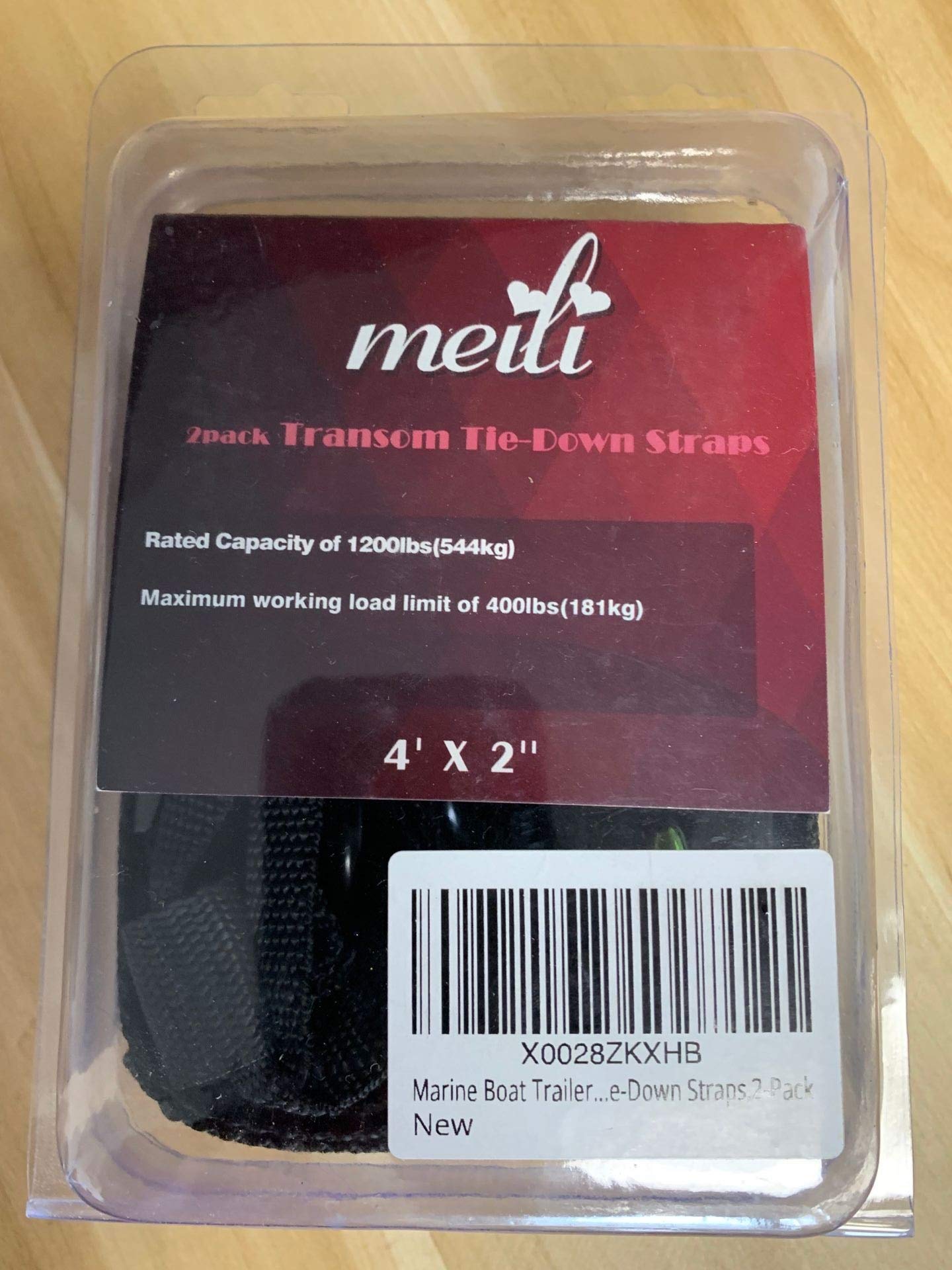 MEILI Heavy Duty Boat Trailer Transom Strap (2PK) - 2 inch x 48 inch Adjustable Marine Boat Tie Down Straps to Trailer (Shipped from USA) with Quick Release Buckle1200 LBS Capacity Securely