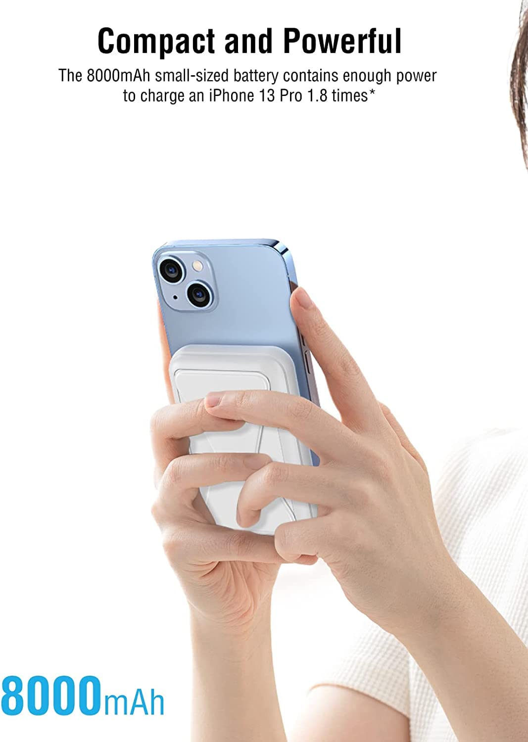 UYAYOHU Magnetic Wireless Power Bank, Mag-Safe Battery Pack(White)