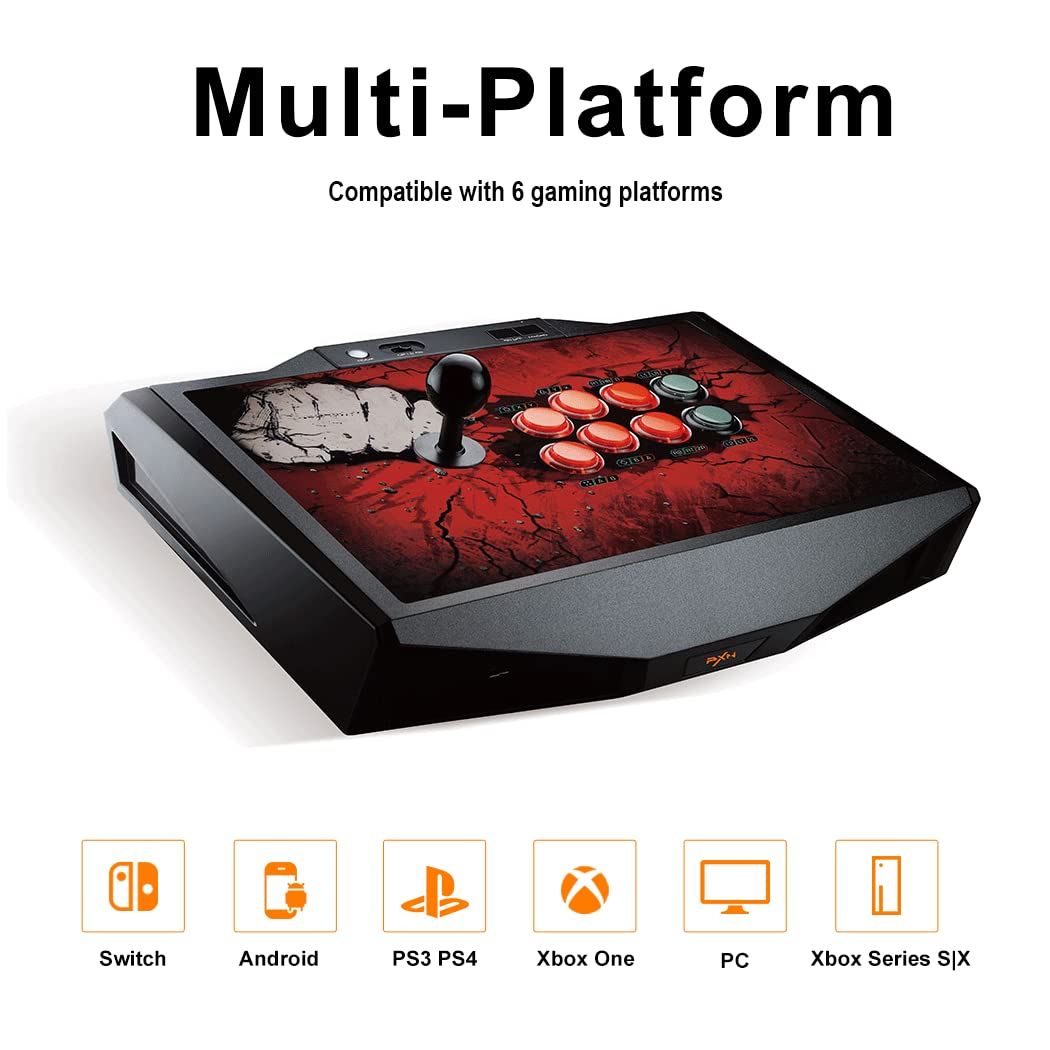 PXN X9 Fighting Joystick - DIY Sawan Arcade Joystick, Arcade Fight Stick with Turbo & Macro and DP/LS/RS Functions, Compatible Android, TV, PC, PS3, PS4, Switch