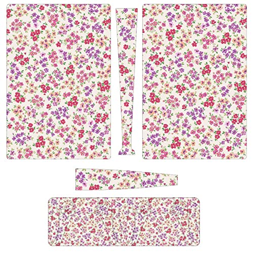 Watercolor Floral Flower Full Protective Skin Cover Design Wrap Decal Sticker Compatible with PS5 Digital Edition Console and Controller