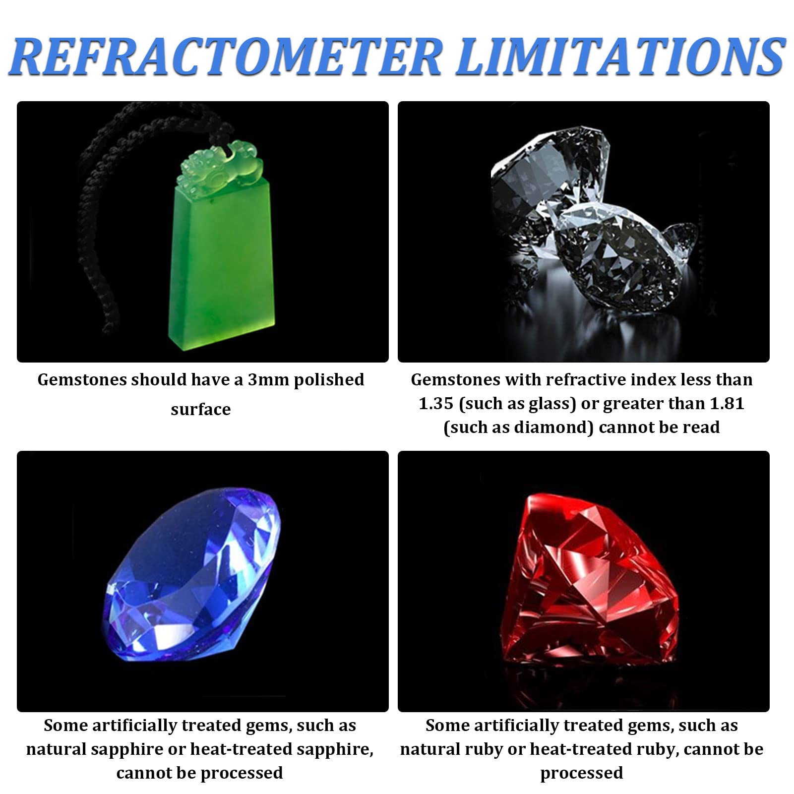 Yuecoom Jewelry Refractometer, Portable Gemstones Refractometer 1.30 to 1.81 Quick Identification High Accuracy Gemstones Refractometer Kit for Measuring The Refractive Index Jewelry Test Tool