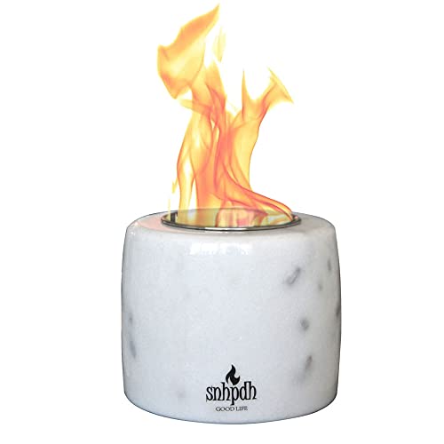 Tabletop Fire Pit, Marble Mini fire Pit, Indoor Outdoor Portable Fire Pit Bowl, Clean Burning Real Flame for Patio Balcony Fire Pit Bowl