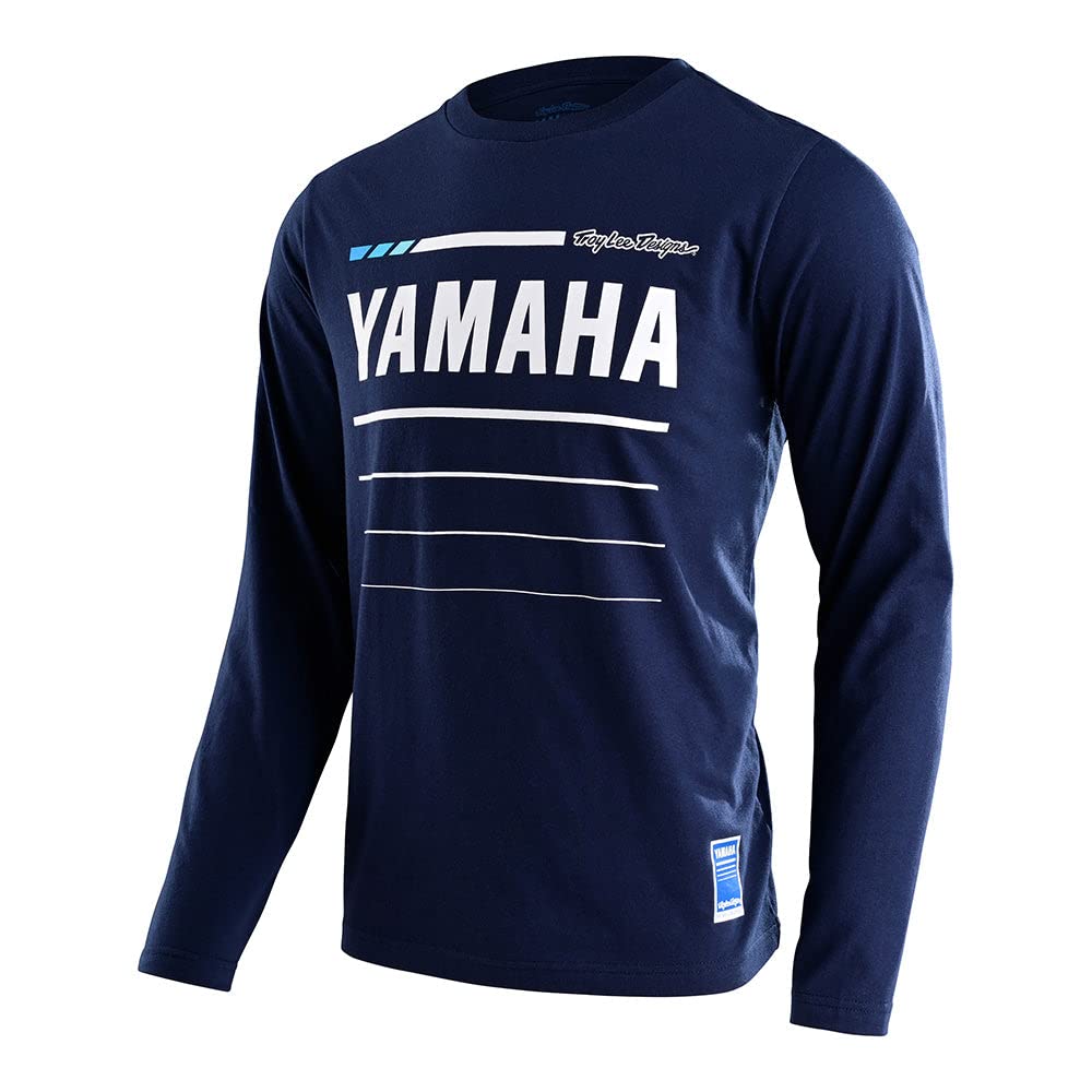 Troy Lee Designs Motorcycle Motocross Racing T Shirts, LS TEE TLD x Yamaha (Navy, Large)