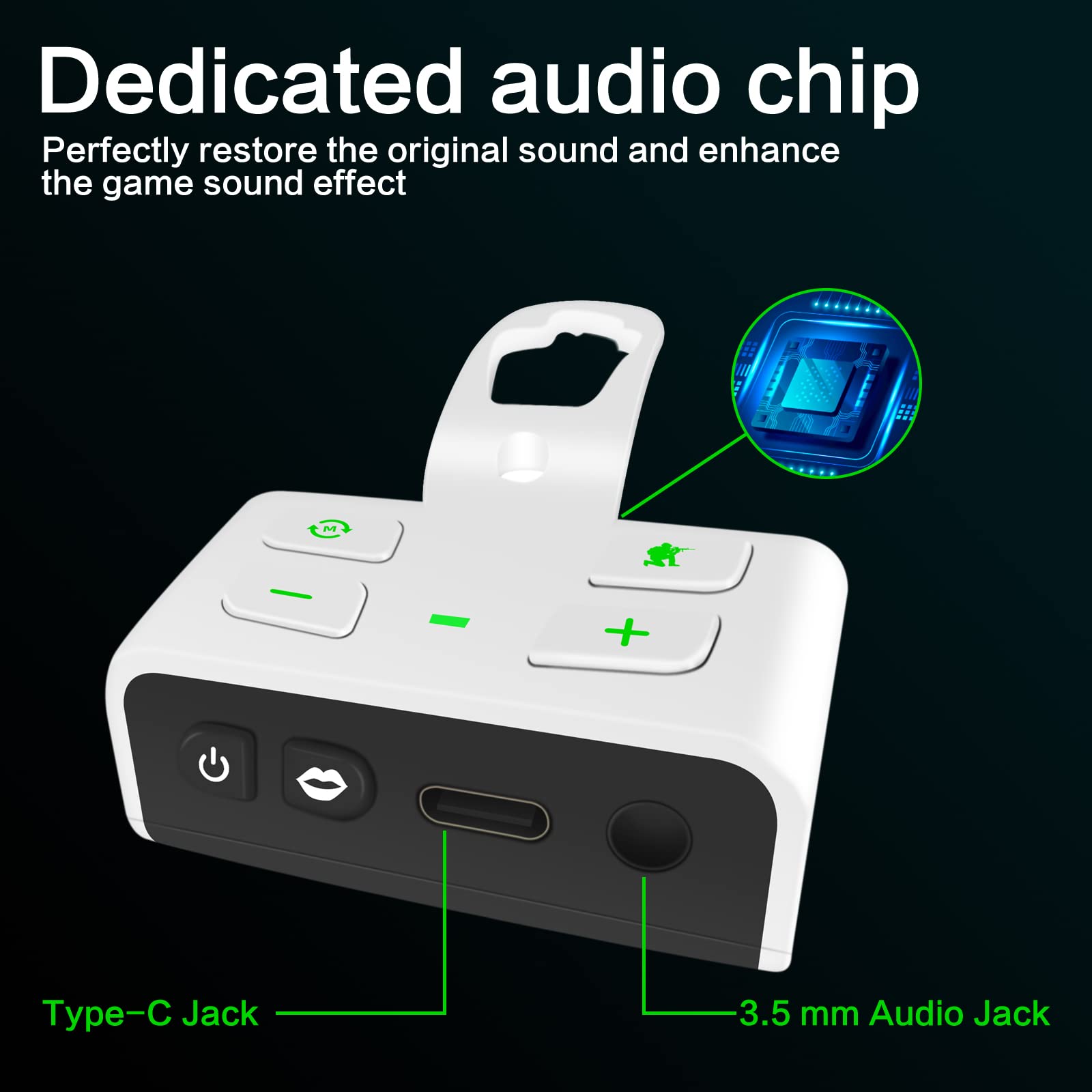 Stereo Headset Adapter Compatible with PS5 Controller,Sound Enhancer with 3.5 mm Audio Jack White