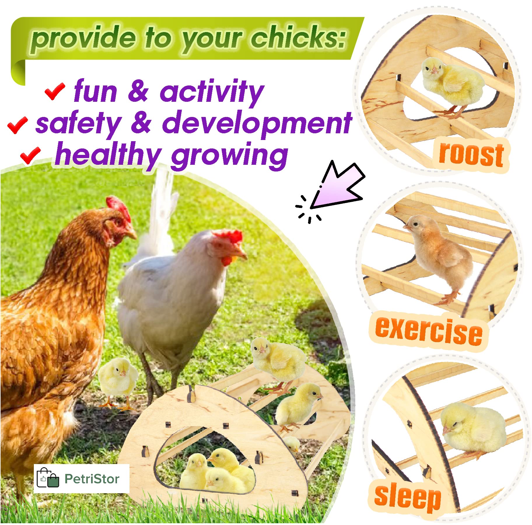 Wooden Chicken Perch for Baby Chick - Chick Roosting Bar with 7 Crossbars - Chick Roost for Brooder - Chicken Roosting Bars - Baby Chick Perch - Baby Chicken Toy