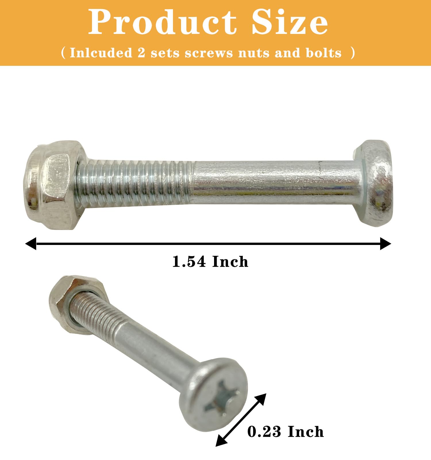 Zero Gravity Chair Replacement Screw & Nut for Repair 17" 19" 21" Gravity Chair Fabric, 1.54" Lenth 0.23β Diameter, 2 Pack