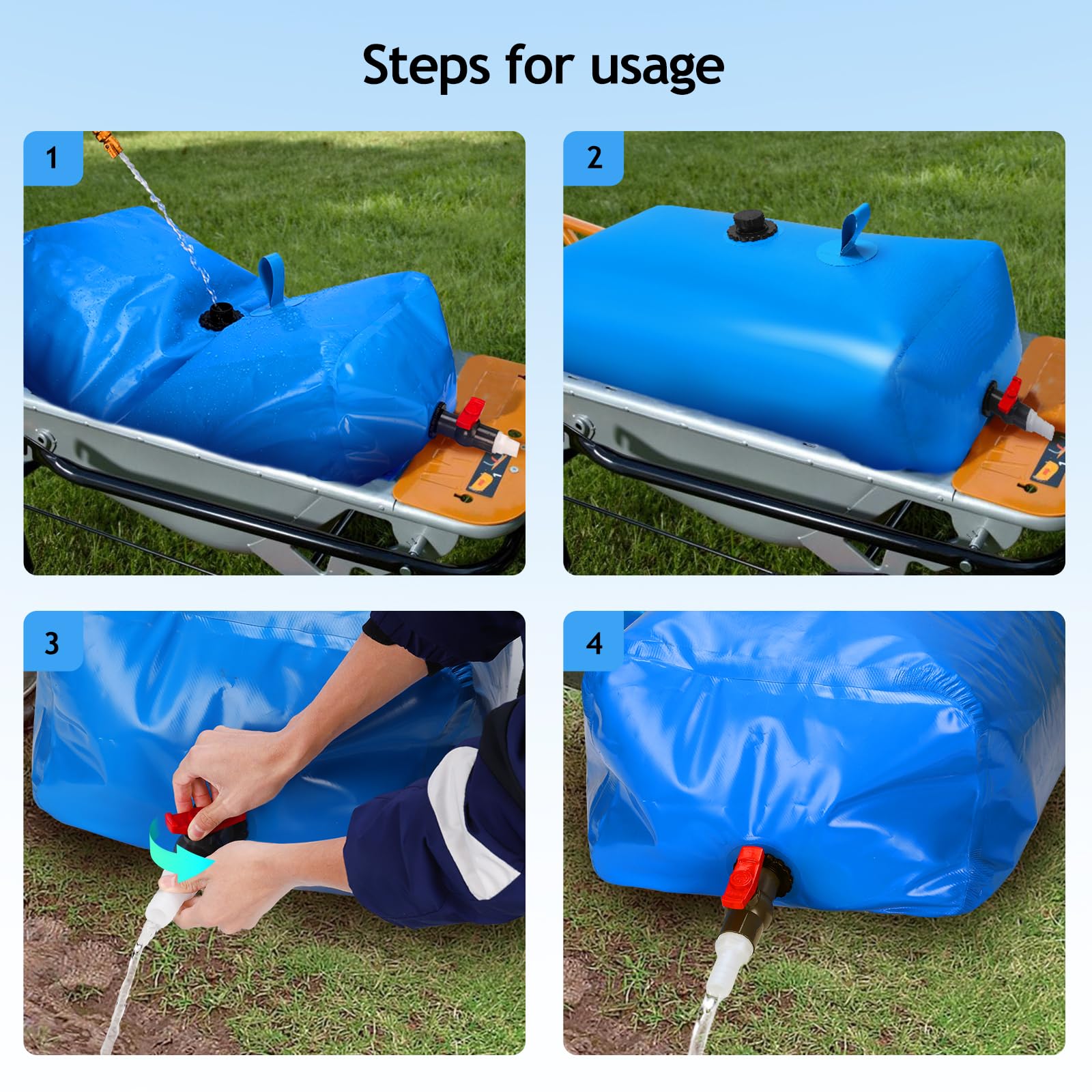Large Capacity Water Storage Bladder, 110L/29gal Foldable Portable Water Tank Soft Water Bag, Drought Resistance Fire Protection Agricultural Irrigation Outdoor Emergency Water
