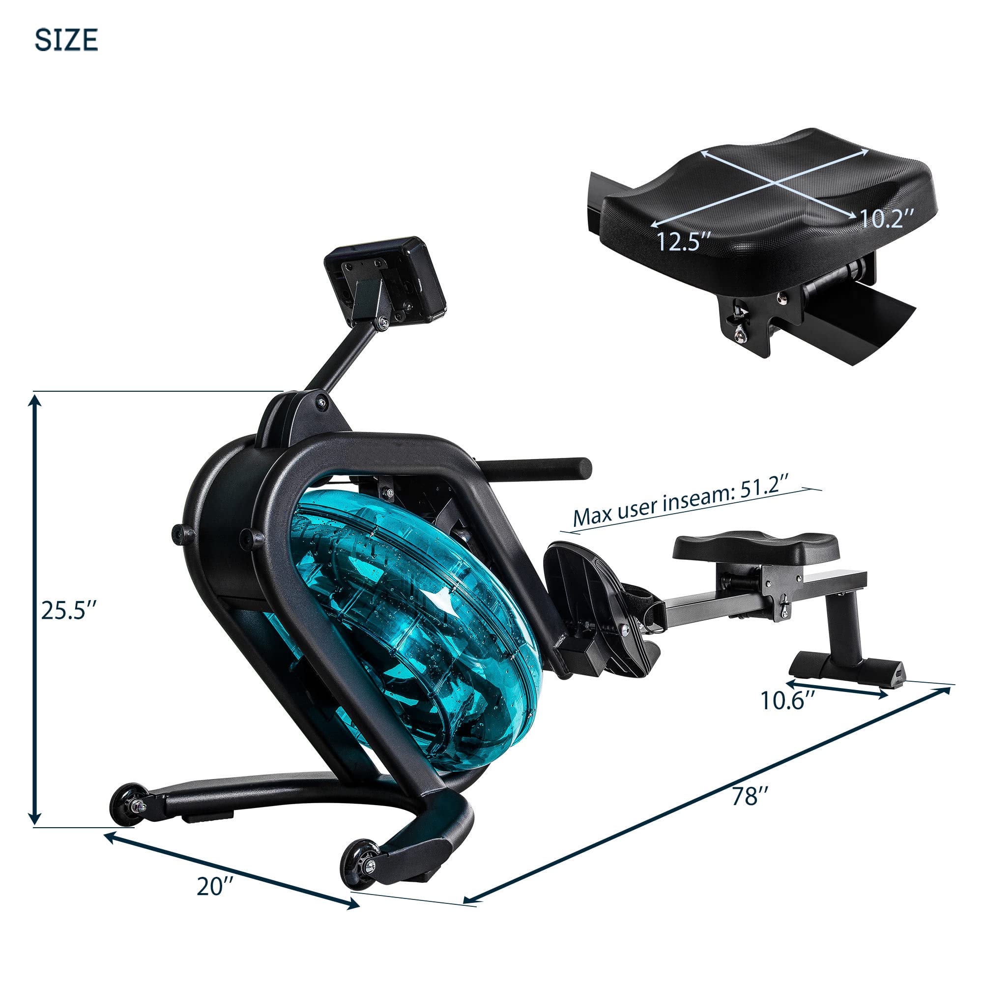 Merax Water Rower Foldable Rowing Machine 400 LBS Home Gym Cardio Fitness Equipment Water Resistance