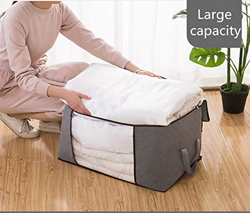 LivingBox Foldable Storage Containers Fabric See-Through Window, Household Home Organizers, Non-Woven Fabric Storage Bins, 3 Pack
