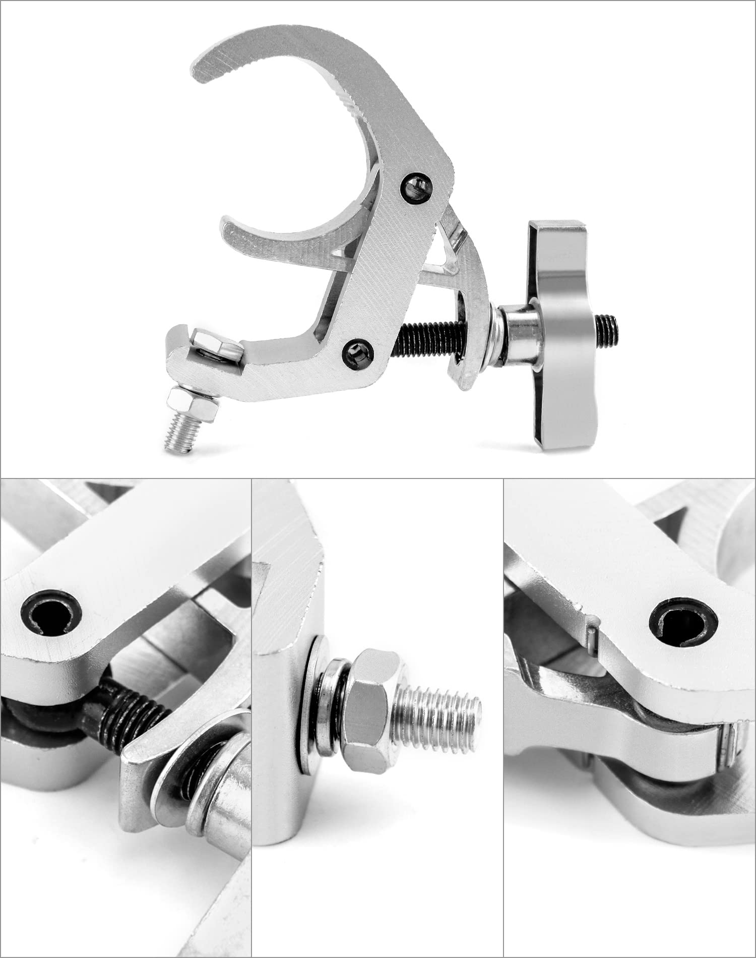 QWORK Truss Clamp Stage Lights Clamp, 2 Pack Pro Truss Clamp, Heavy Duty 330-pound Professional Clamp for Moving Head Stage Lighting Fixtures, 1.57-2.36 Inch Fit 40-60 mm OD Pipe