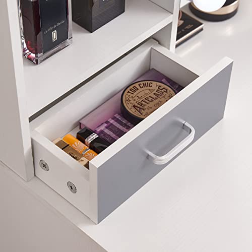 Large Makeup Vanity Set with Sliding Mirror,3-Color LED Bulb Adjustable Brightness, 6 Drawer & Hidden Storage Compartment Dressing Table,White