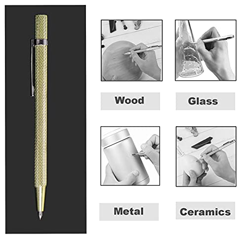 VebaCidi Scribe Tool, 2 Pieces Tungsten Carbide Tip Scriber, Engraved Pen for Tile/Glass/Wood/Ceramics/Metal/Gold/Welding
