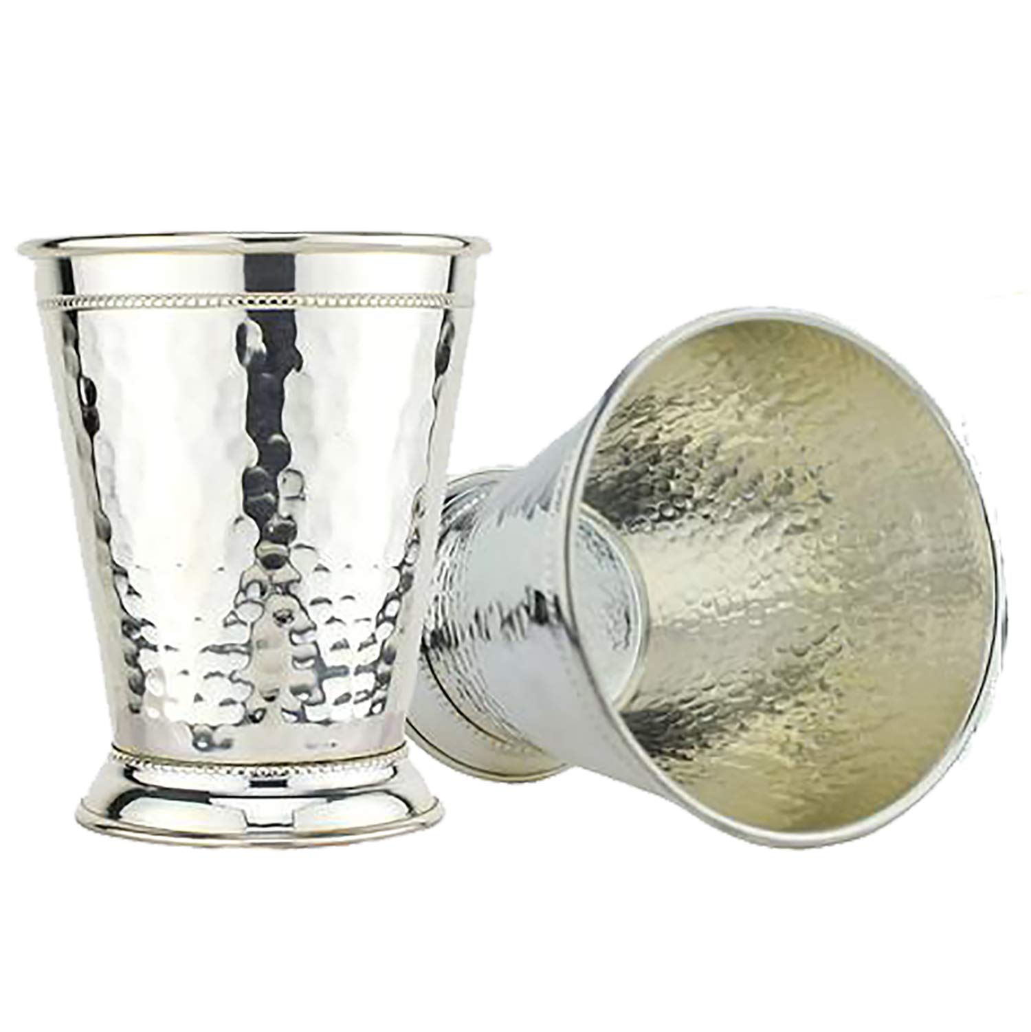 Prince of Scots Hammered Copper Mint Julep Cup w/Pure Silver Plate (Set of 2)