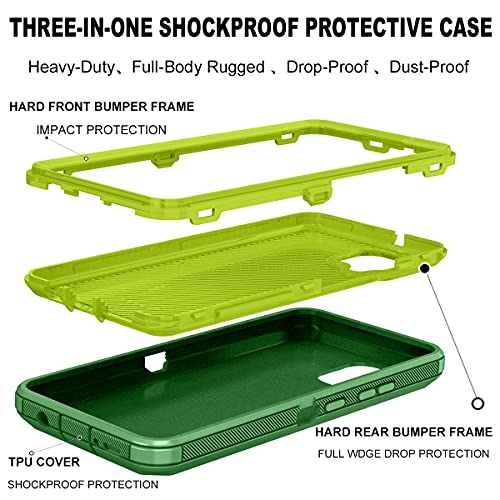 ONOLA Compatible with Galaxy A42 5G Case,Samsung A42 5G Case with Tempered Glass Screen Protector + HD Screen Protector (2 Pack),Samsung Galaxy A42 5G Case 3 in 1 Durable(GreenYellow,A42 5G)
